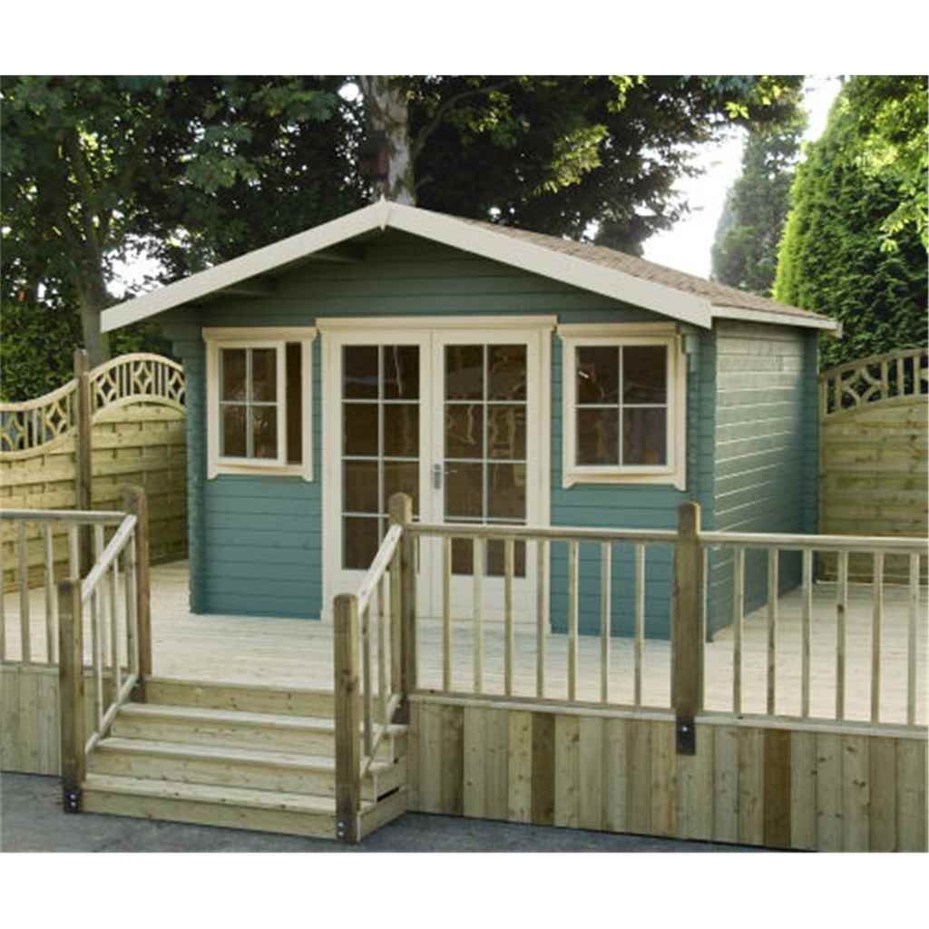 3.59m x 2.99m Log Cabin With Fully Glazed Double Doors (3.59m x 2.99m ...